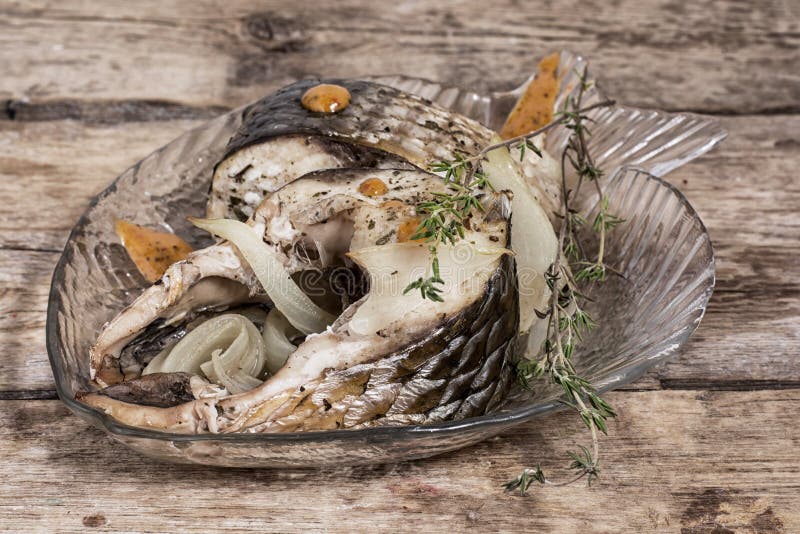 Piece of Fragrant Roasted Fish Stock Photo - Image of appetizer ...