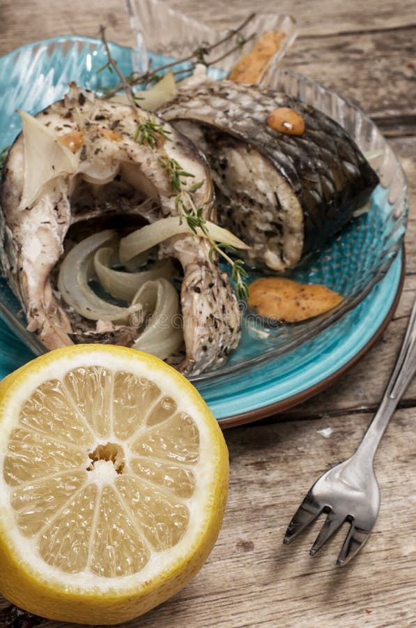 Piece of Fragrant Roasted Fish Stock Image - Image of grilled ...