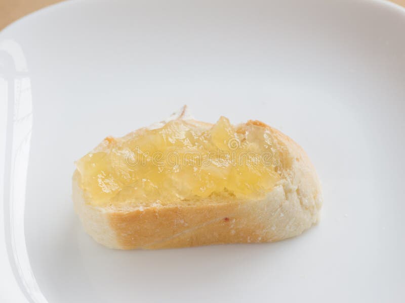Piece of French Bread with Apple Jam Stock Image - Image of fresh, dish ...
