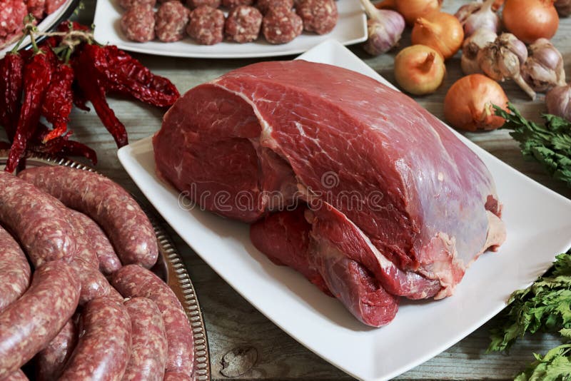 Piece of fresh raw beef stock photo. Image of table - 105222950