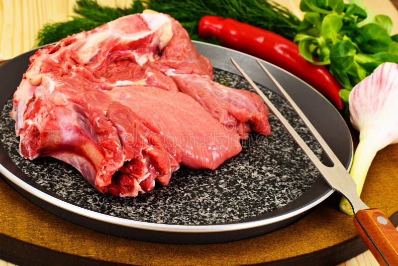 A Piece of Fresh Raw Beef, Veal Stock Photo - Image of food, muscle ...