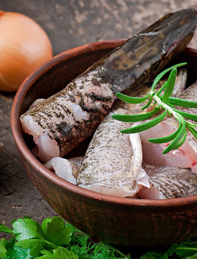 Piece of fresh raw fish stock image. Image of pike, ingredient - 39712261