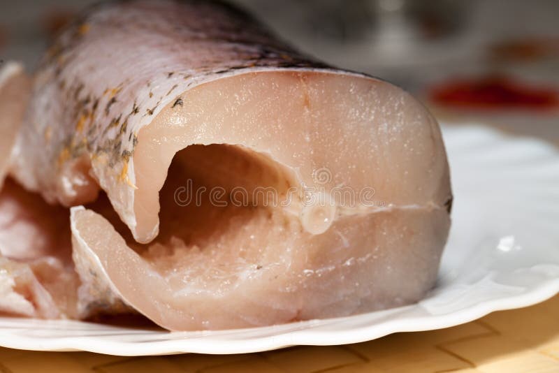 Piece of fresh raw fish. stock image. Image of food, labrax - 32227973