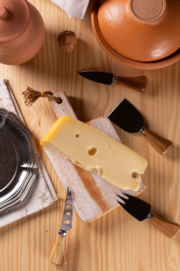Piece of Fresh Tasty Cheese on the Kitchen Table Stock Image - Image of ...
