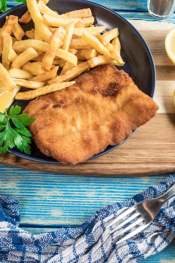 A Piece of Fried Cod with Fries. Stock Image - Image of batter, plate ...