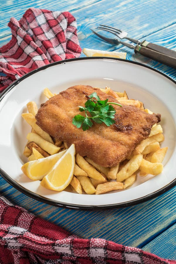 A Piece of Fried Cod with Fries Stock Image - Image of batter, fried ...
