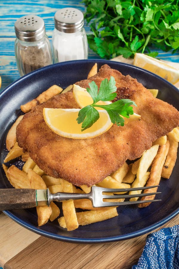 A Piece of Fried Cod with Fries Stock Image - Image of seafood, potato ...