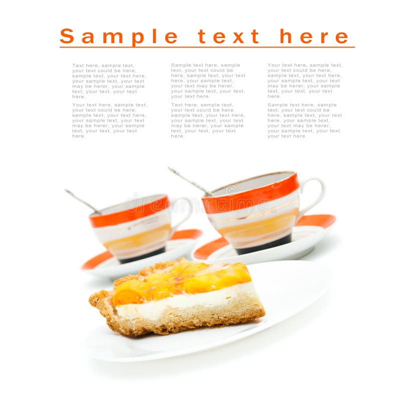 Piece of Fruit Cake and Two Cups Stock Image - Image of apricot ...