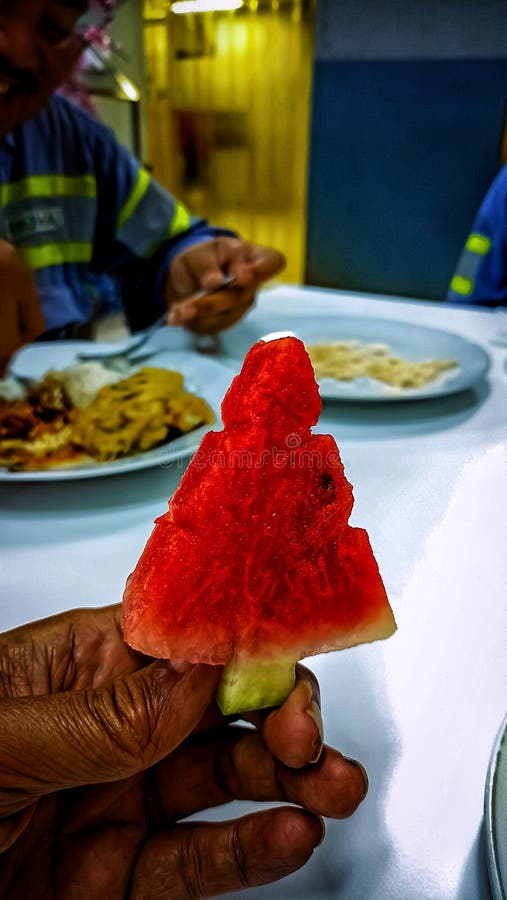 A Piece of Fruit with Chrismast Tree Shape Stock Photo - Image of ...