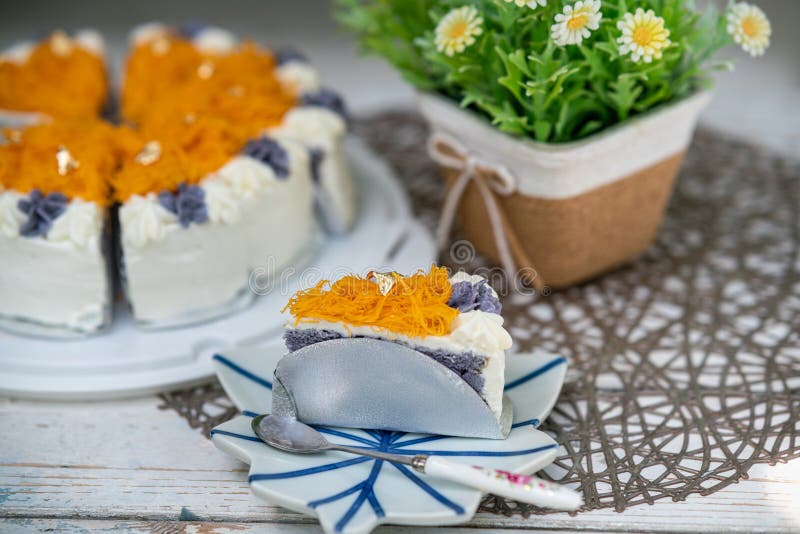 Golden thread taro cake stock image. Image of homemade - 286592425