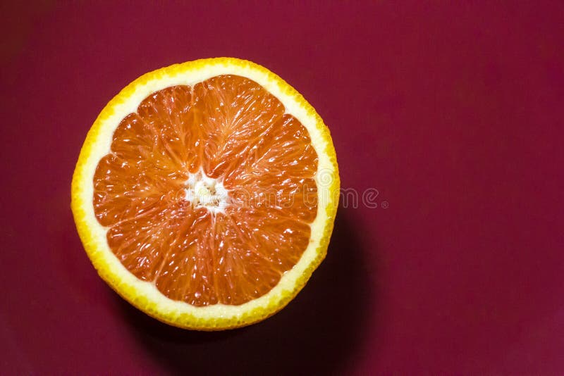 Piece of Grapefruit on Red Surface Top View Stock Image - Image of ...