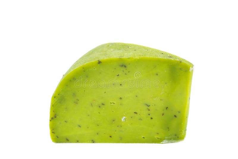 Piece of green cheese stock image. Image of single, basil - 152525343