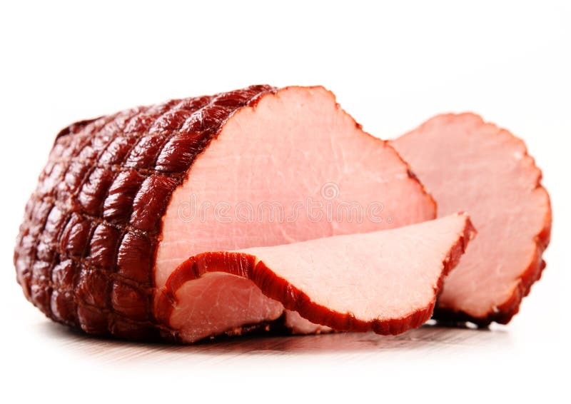 Piece of Ham on White Background Stock Photo - Image of smoked, butcher ...