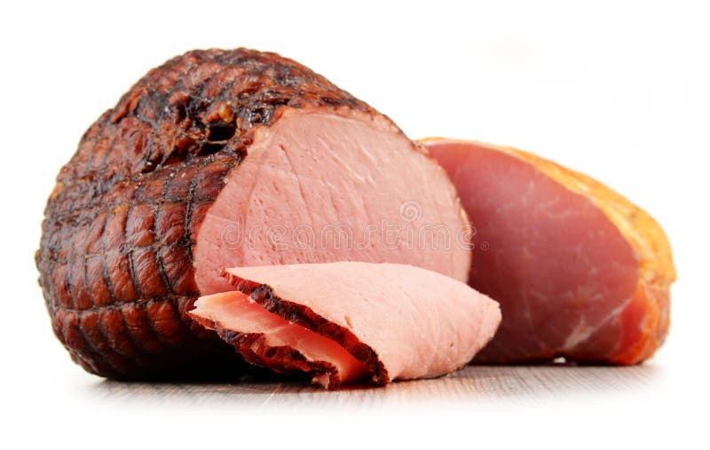 Piece of Ham on White Background Stock Photo - Image of tradition ...