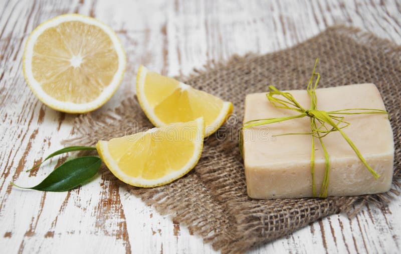 Piece of Handmade Lemon Soap Stock Photo - Image of essential ...