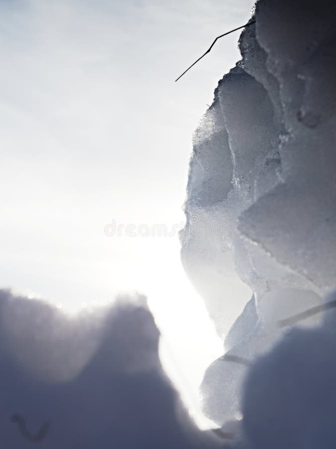 Piece of Ice with Contour and Sun Flares Stock Image - Image of global ...