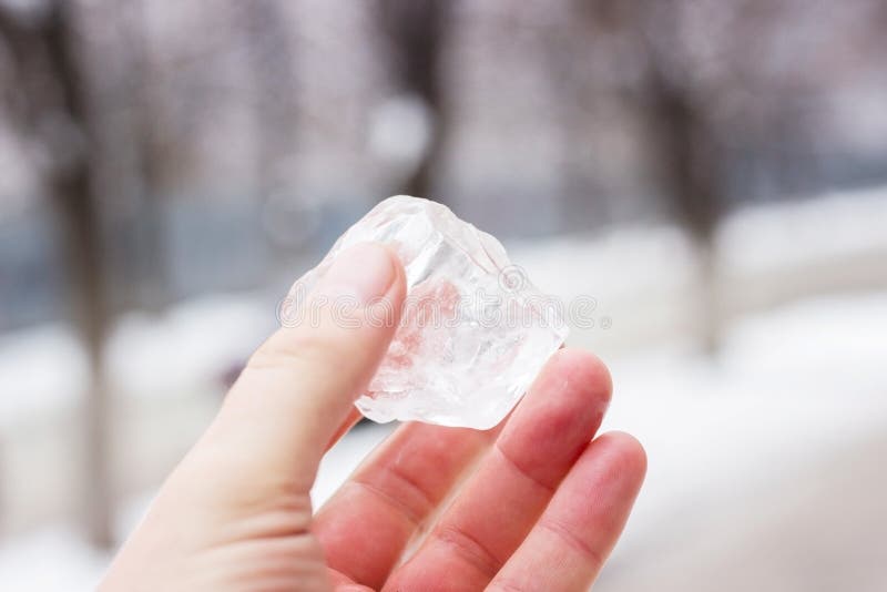 A Piece of Ice on the Palm of a Person Stock Image - Image of ...