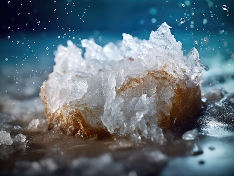 Piece of Ice with Water Splashed on it Stock Illustration ...