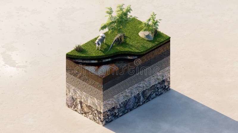 Piece of Land Showing Soil Layers Rain Vegetation and Cattle Stock ...