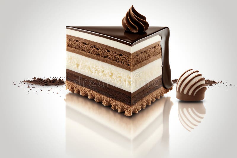 Piece of Layered Chocolate Cake with Maraschino Cherry. Chocolate Cake ...