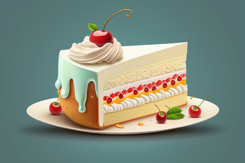 Piece of Layered Chocolate Cake with White Cream. Chocolate Cake ...