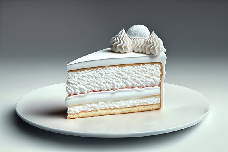 Piece of Layered White Cake White Cream. Cake Drawing. Generative AI ...