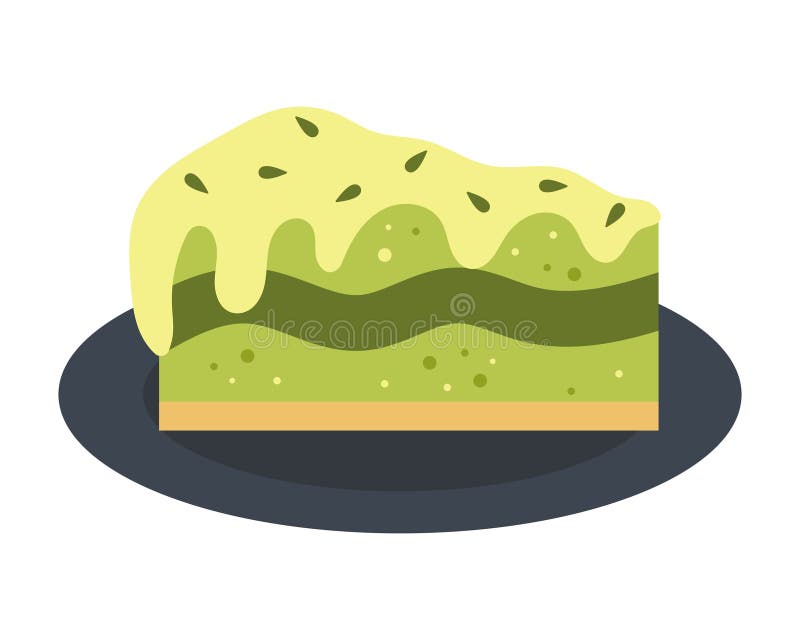 Piece of Matcha Tea Cake. Matcha Dessert Stock Illustration ...