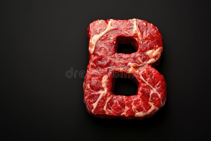 A Piece of Meat is Cut into the Shape of the Letter B Stock ...