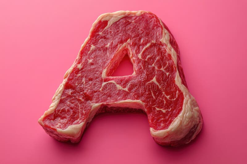 A Piece of Meat is Cut into the Shape of the Letter a Stock ...