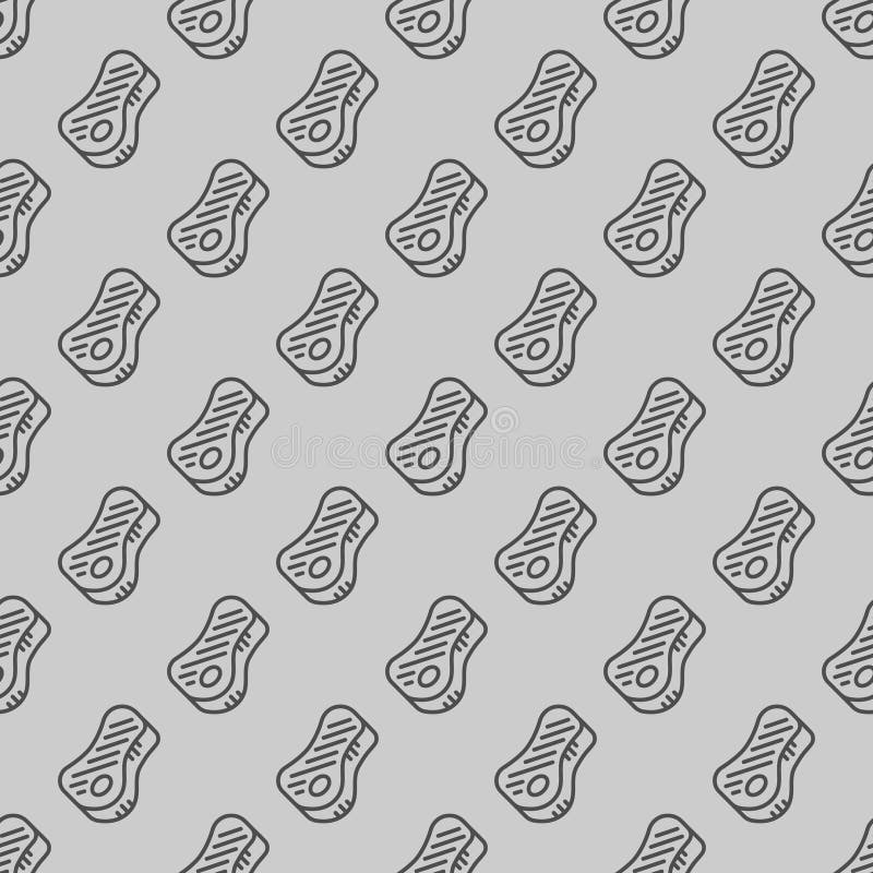 Piece of Meat Line Seamless Pattern, Culinary Cooking Theme. Vector ...