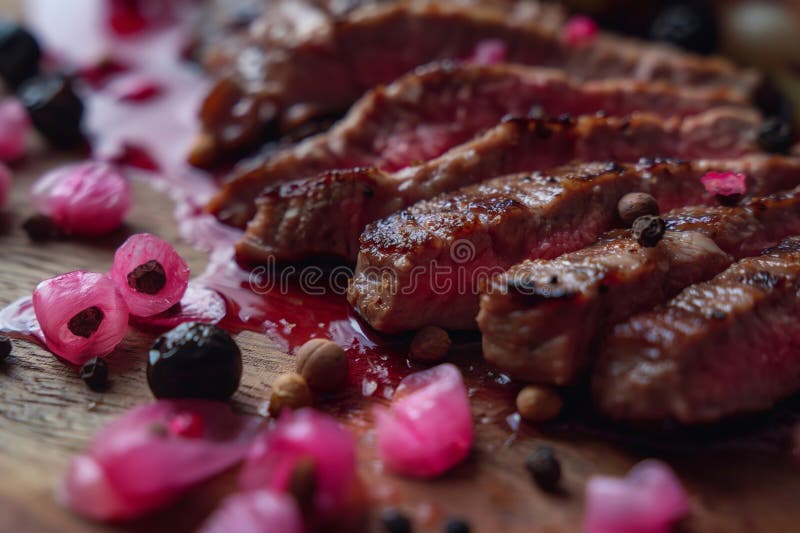 A Piece of Meat with Pink Sauce on it Stock Illustration - Illustration ...