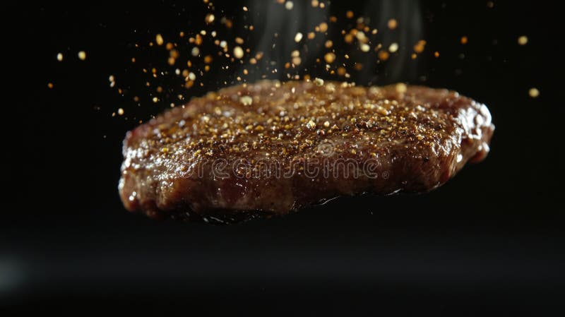A Piece of Meat Sprinkled with Edible Gold Flakes Stock Photo - Image ...