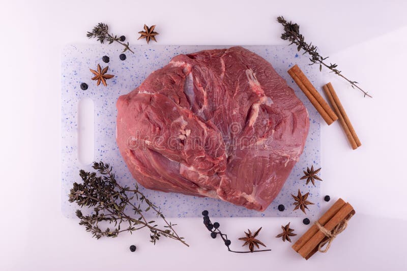 Piece of Natural Beef Meat on a White Background Stock Photo - Image of ...