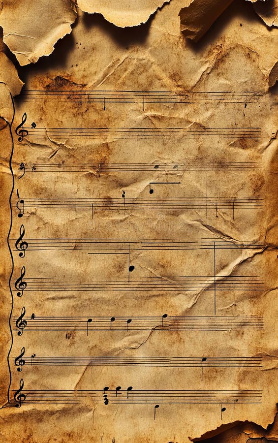 A Piece of Old Paper with Music Notes on it Stock Image - Image of torn ...
