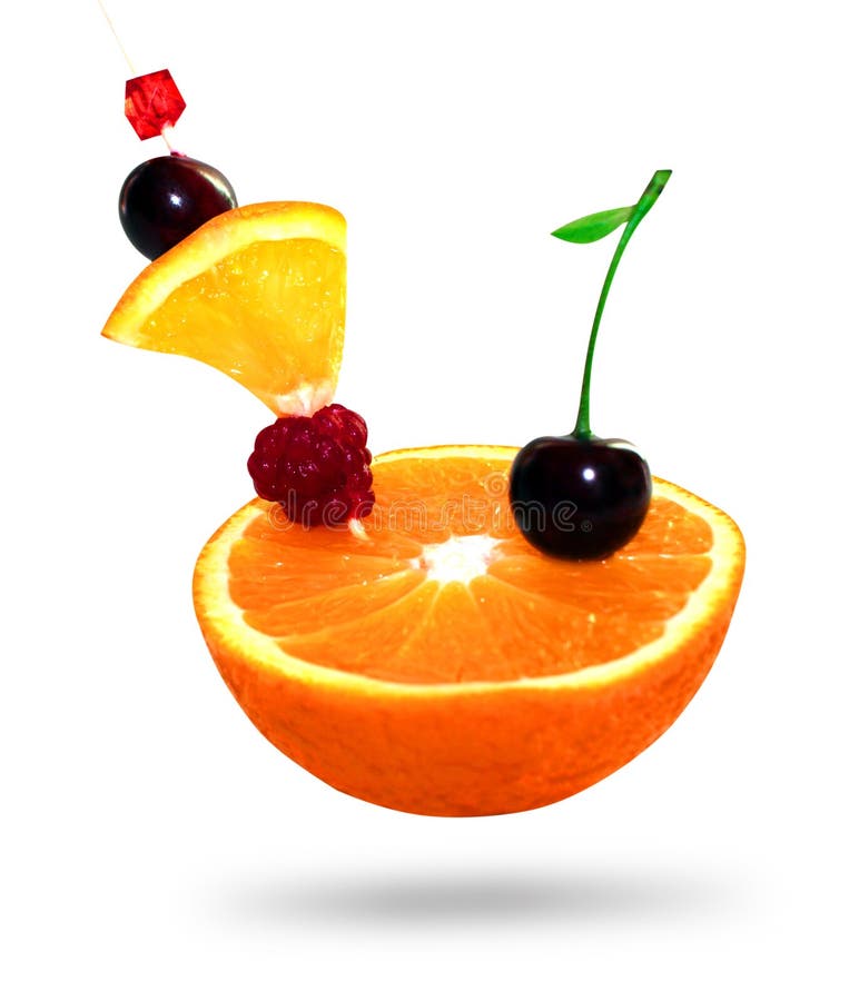 Piece of Orange, Concept of Orange Juice Isolated on White Background ...