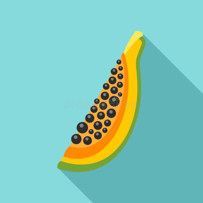 Piece of Papaya Icon, Flat Style Stock Vector - Illustration of fruit ...