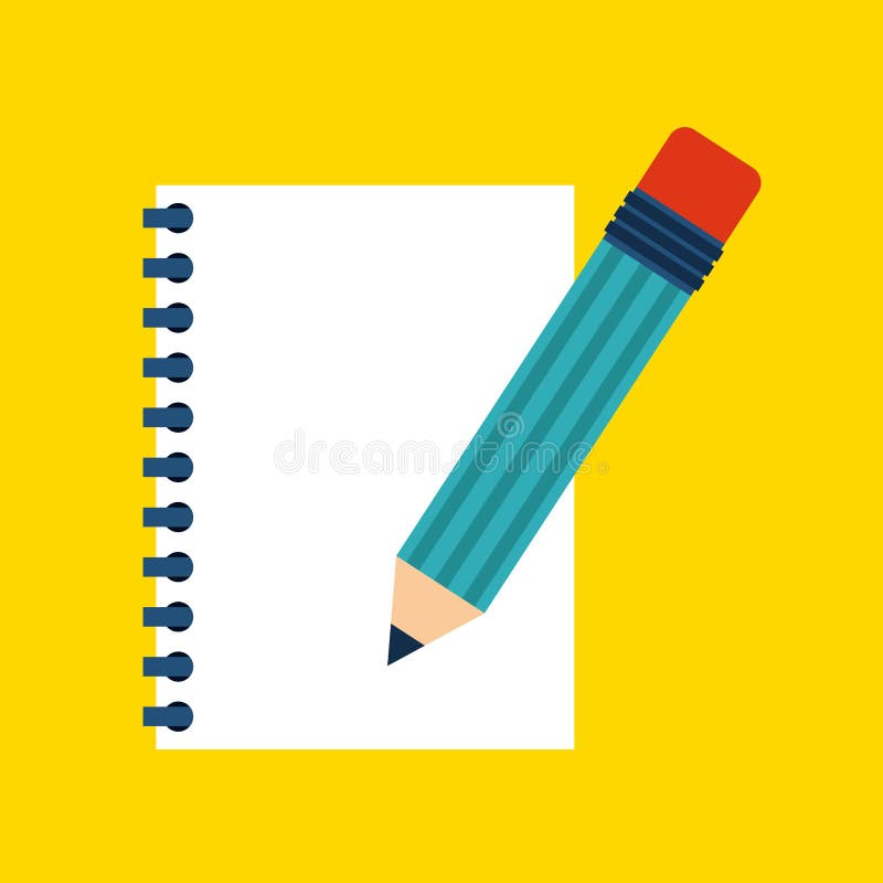Piece of Paper and Pencil Design. Note Concept. Vector Graphic Stock ...