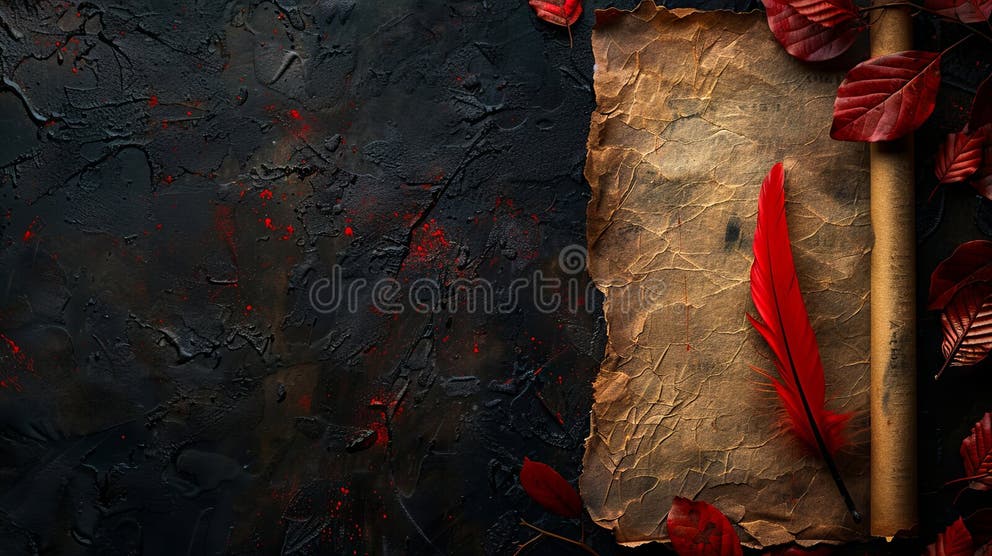 A Piece of Paper with a Red Feather on Top of it Stock Photo - Image of ...