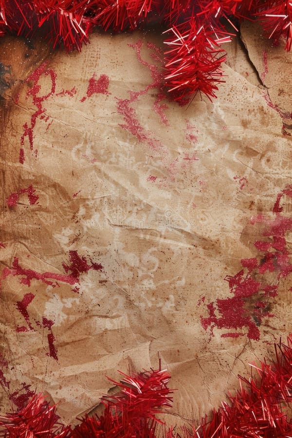 A Piece of Paper with Red Tinsel for Festive Decoration Stock Image ...