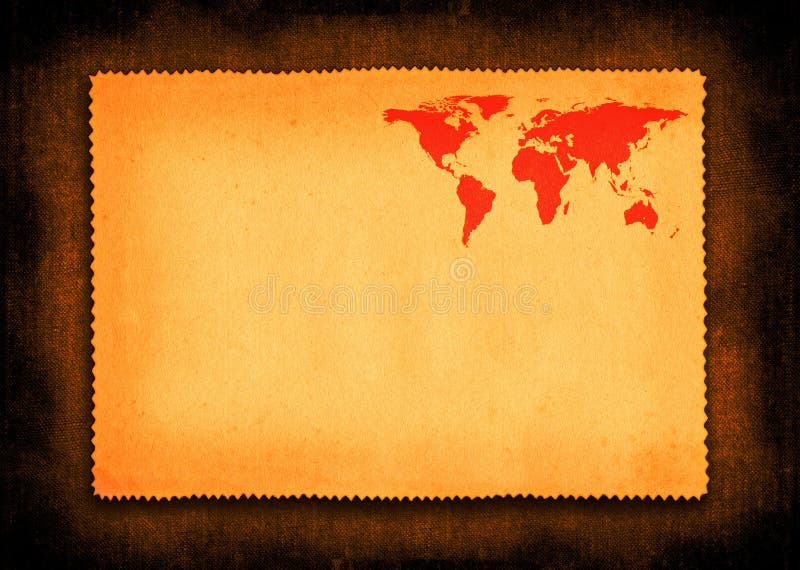 Piece of Paper with Small World Map Stock Illustration - Illustration ...