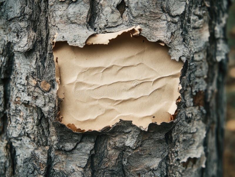 Tree Trunk with Paper stock image. Image of wilderness - 380536677
