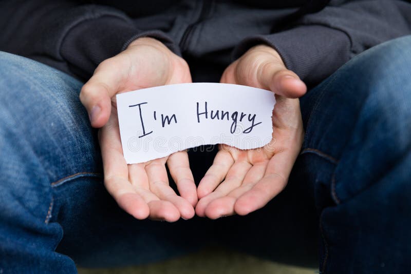 Piece of Paper with Text I am Hungry Stock Photo - Image of holding ...