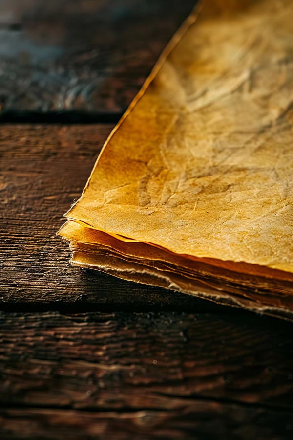 A Piece of Paper on Top of a Wooden Table Stock Image - Image of gold ...