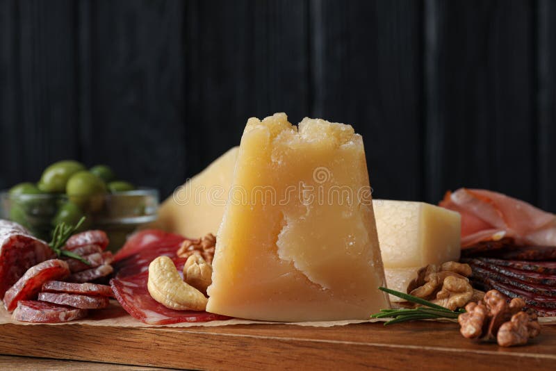 Piece of Parmesan Cheese on Snack Platter Stock Photo - Image of object ...