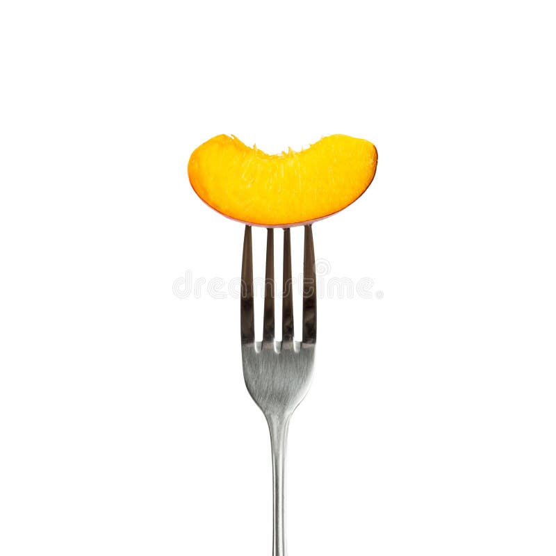 Piece of peach on fork stock image. Image of fruit, sweet - 72004653