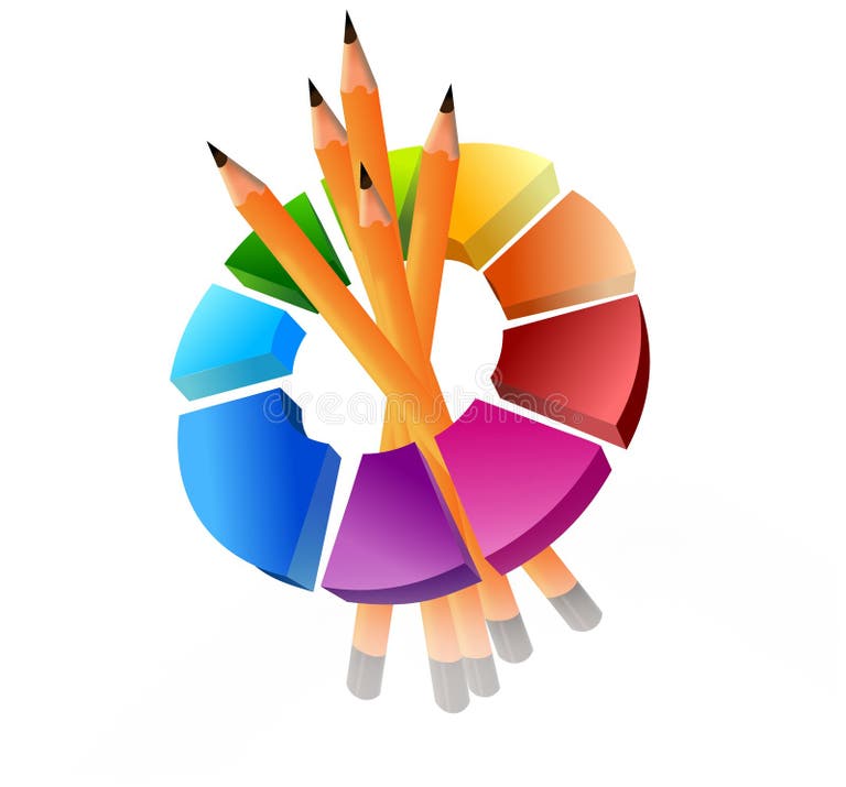 Piece of Pencils in Spatial Circle Graph Stock Illustration ...