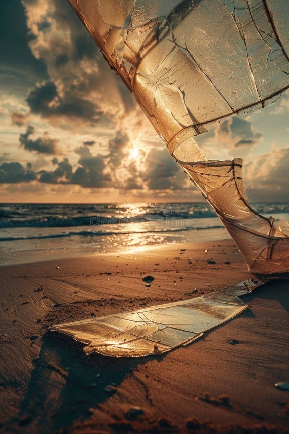 A Piece of Plastic on a Sandy Beach, Useful for Environmental or ...