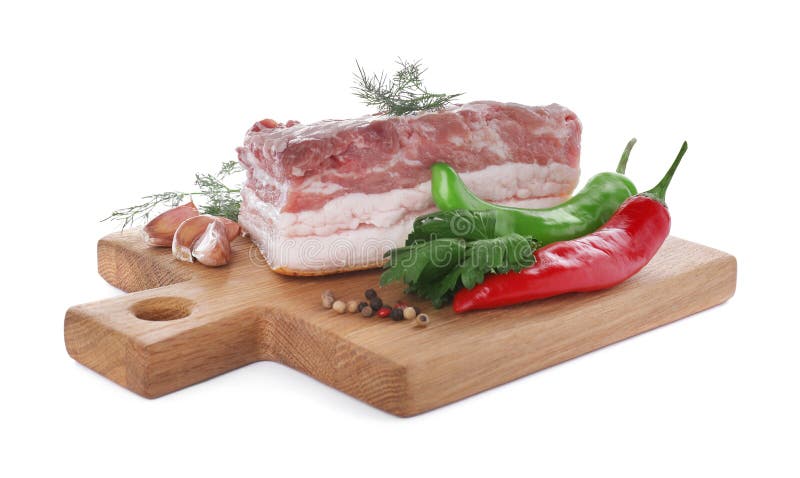 Piece of Pork Fatback Served with Different Ingredients Isolated on ...