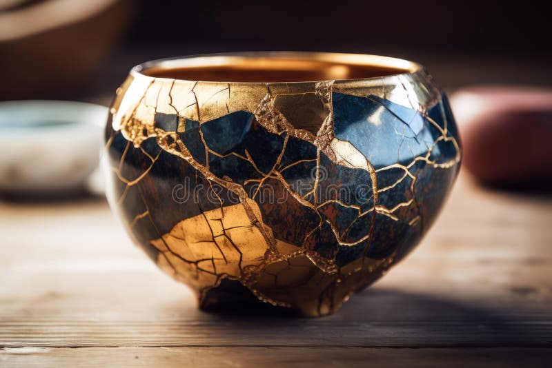 Pottery Repaired with the Kintsugi Art Form Using Lacquer and Gold ...