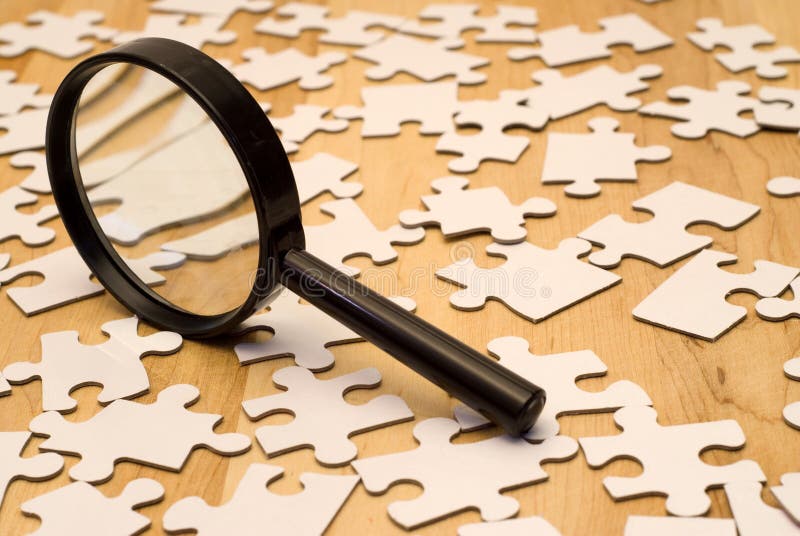Puzzle and magnifier stock photo. Image of shape, strategies - 1461962